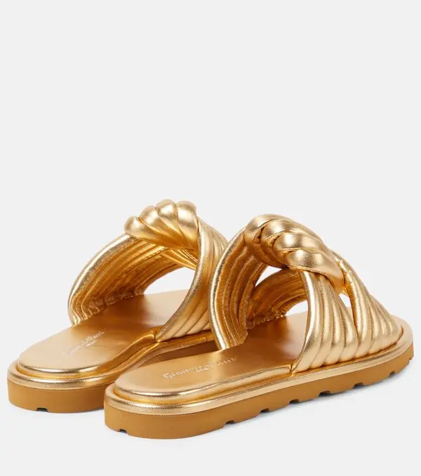 GIANVITO ROSSI Ottavia Metallic Leather Slides