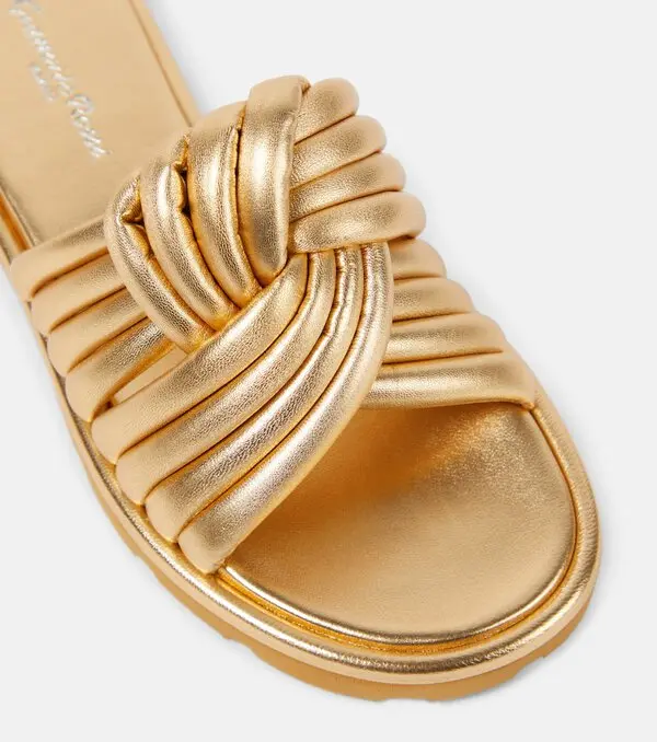 GIANVITO ROSSI Ottavia Metallic Leather Slides