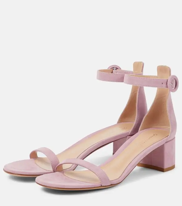 GIANVITO ROSSI Gaeta 45 Suede Sandals - Pink