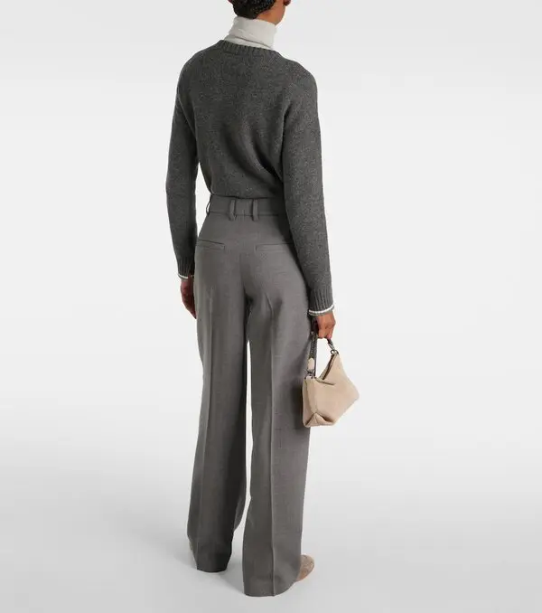 Brunello Cucinelli Wool Wide-leg Trousers - Grey