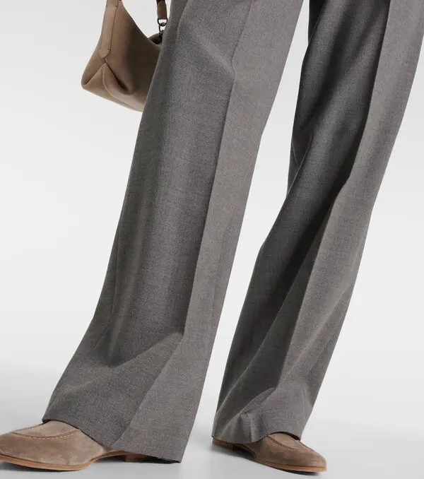 Brunello Cucinelli Wool Wide-leg Trousers - Grey