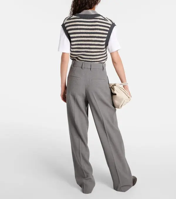 Brunello Cucinelli Wool Wide-leg Trousers - Grey