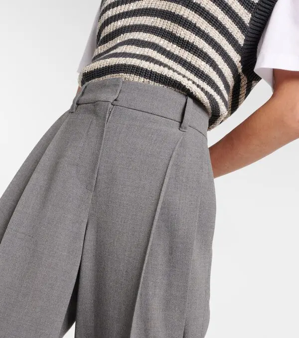 Brunello Cucinelli Wool Wide-leg Trousers - Grey