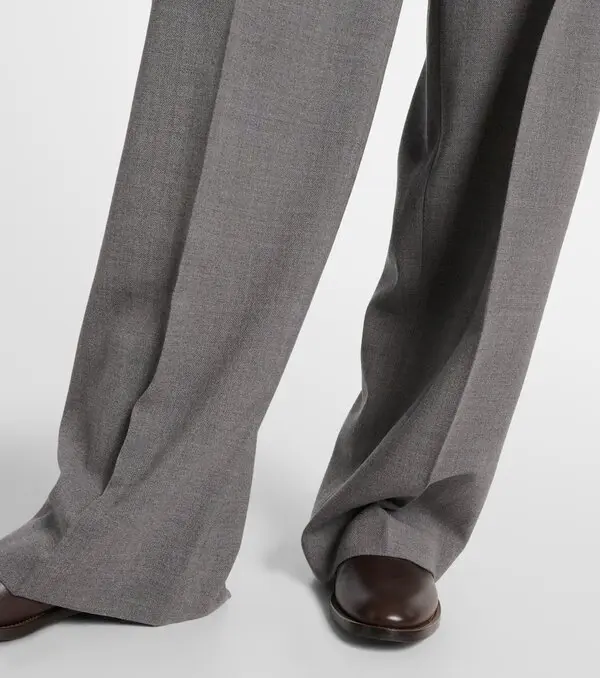 Brunello Cucinelli Wool Wide-leg Trousers - Grey