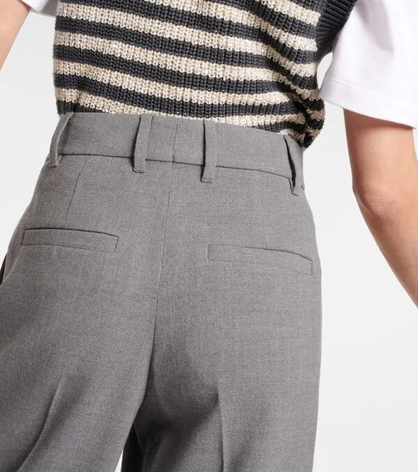Brunello Cucinelli Wool Wide-leg Trousers - Grey