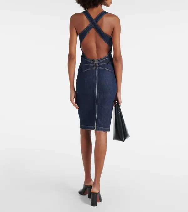 AZZEDINE ALAIA Alaïa Denim Midi Dress