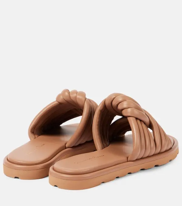 GIANVITO ROSSI Ottavia Leather Slides - Brown