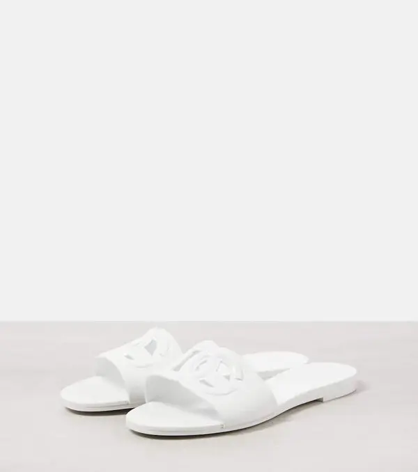Dolce & Gabbana Dg Cutout Rubber Slides - White