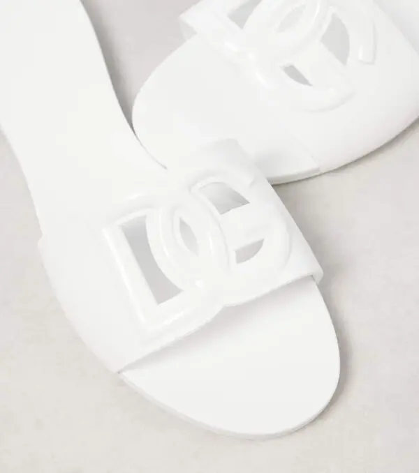 Dolce & Gabbana Dg Cutout Rubber Slides - White
