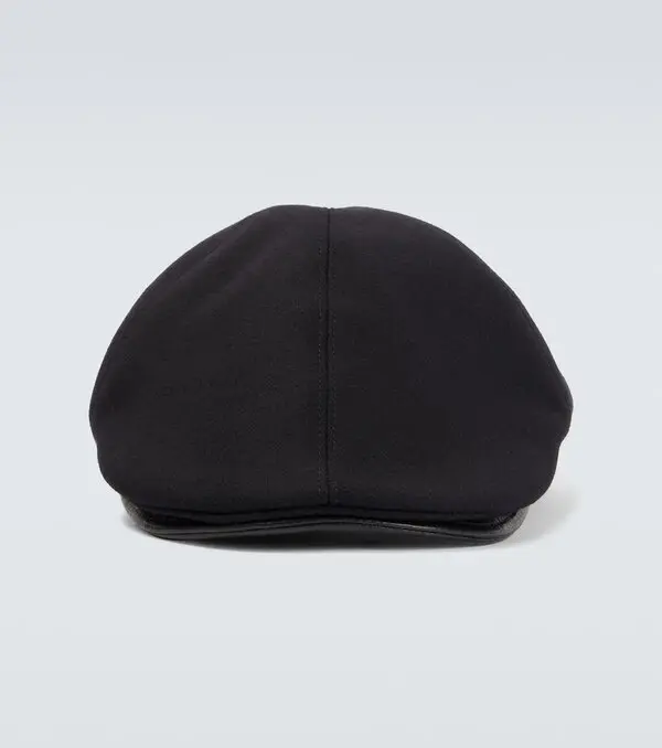Giorgio Armani Wool And Cashmere-blend Flat Cap - Black