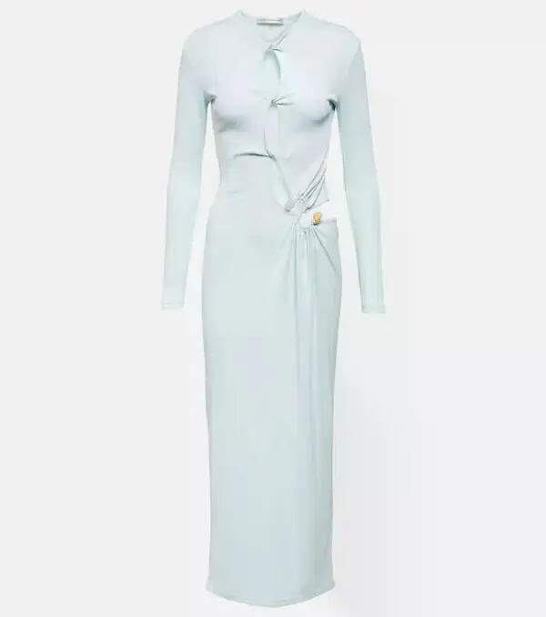 Christopher Esber Gathered Cutout Jersey Midi Dress - Blue