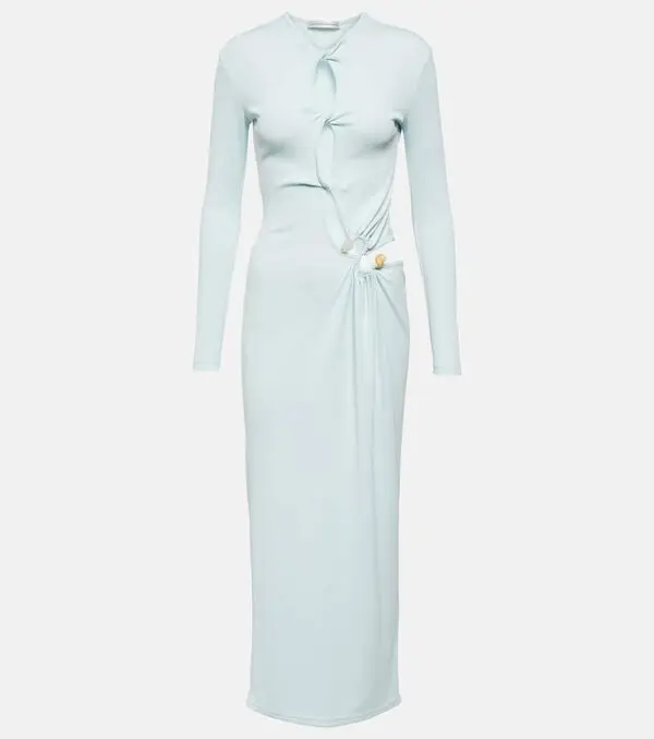 Christopher Esber Gathered Cutout Jersey Midi Dress - Blue