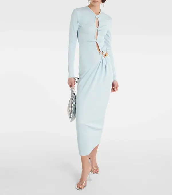 Christopher Esber Gathered Cutout Jersey Midi Dress - Blue