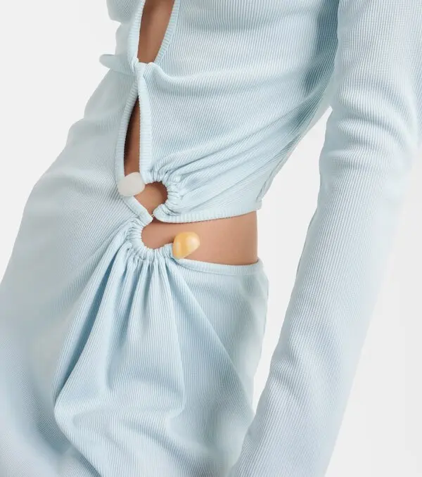 Christopher Esber Gathered Cutout Jersey Midi Dress - Blue