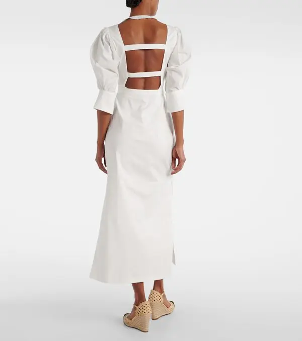 ADRIANA DEGREAS Puff-sleeve Cotton Maxi Dress