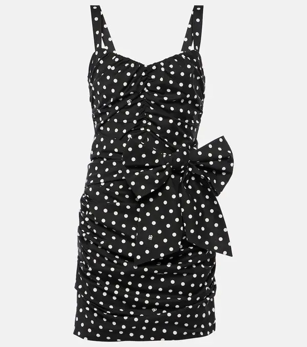 Dolce & Gabbana Polka-dot Cotton-blend Minidress - Black