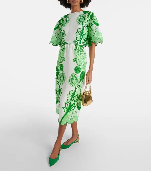 AQUAZZURA Purist Suede Slingback Flats - Green