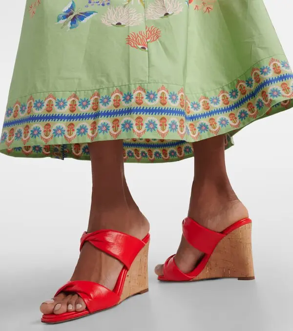 AQUAZZURA Twist Leather Wedge Sandals - Orange