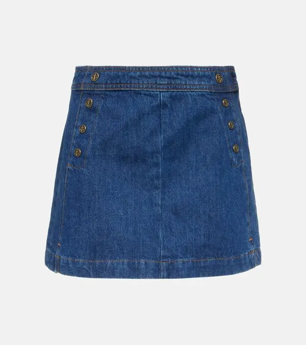 FRAME Sailor Snap Denim Miniskirt