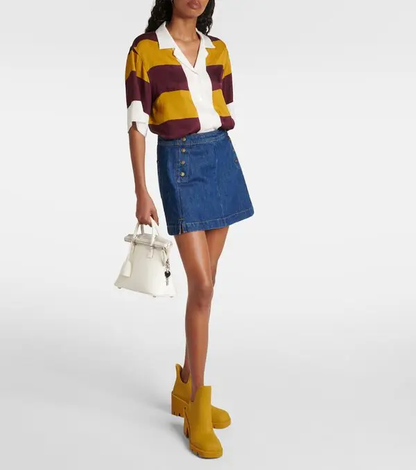 FRAME Sailor Snap Denim Miniskirt