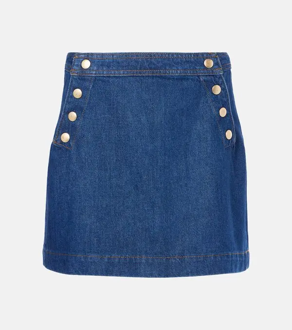 FRAME Sailor Snap Denim Miniskirt