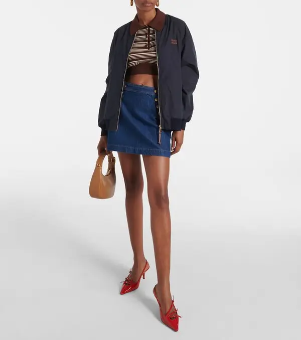 FRAME Sailor Snap Denim Miniskirt