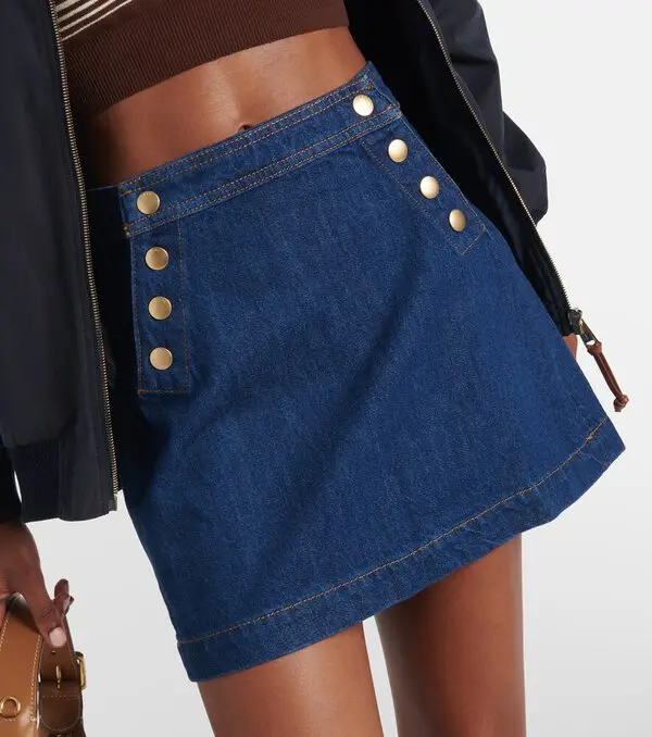 FRAME Sailor Snap Denim Miniskirt