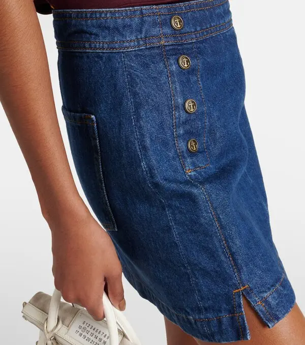 FRAME Sailor Snap Denim Miniskirt