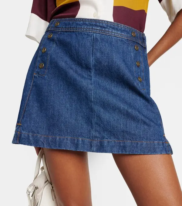 FRAME Sailor Snap Denim Miniskirt