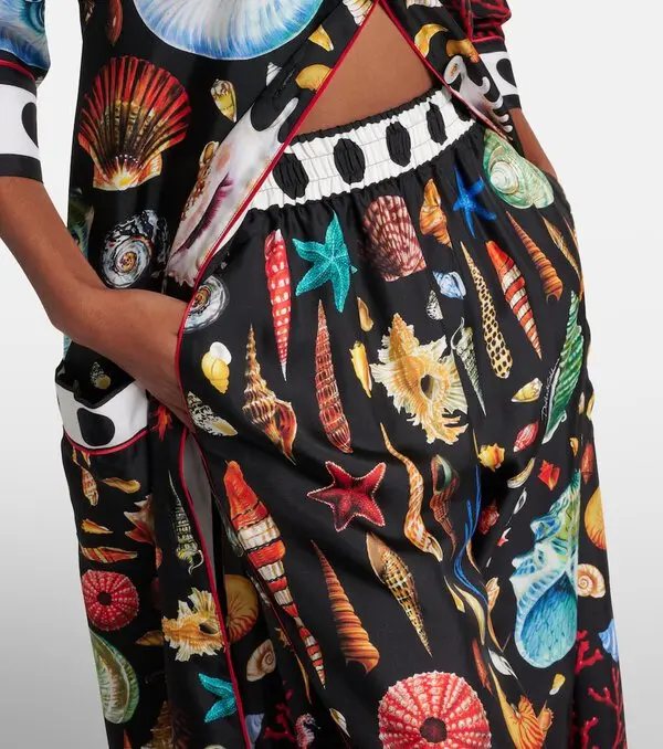 Dolce & Gabbana Capri Printed Silk Satin Pants