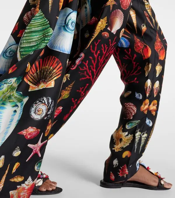 Dolce & Gabbana Capri Printed Silk Satin Pants