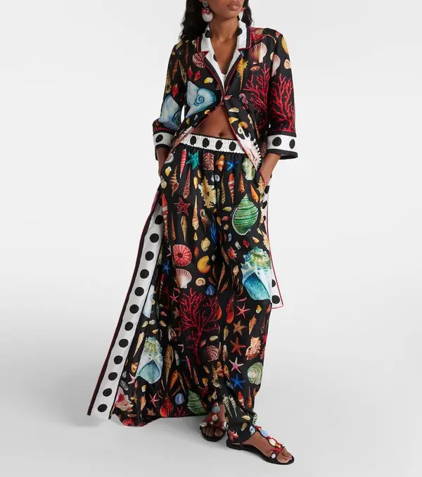 Dolce & Gabbana Capri Printed Silk Satin Pants