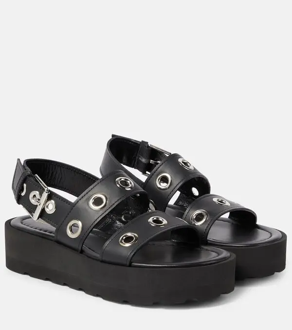 GIANVITO ROSSI Leather Platform Sandals - Black