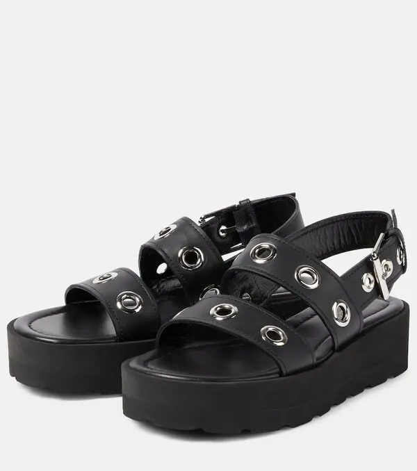 GIANVITO ROSSI Leather Platform Sandals - Black