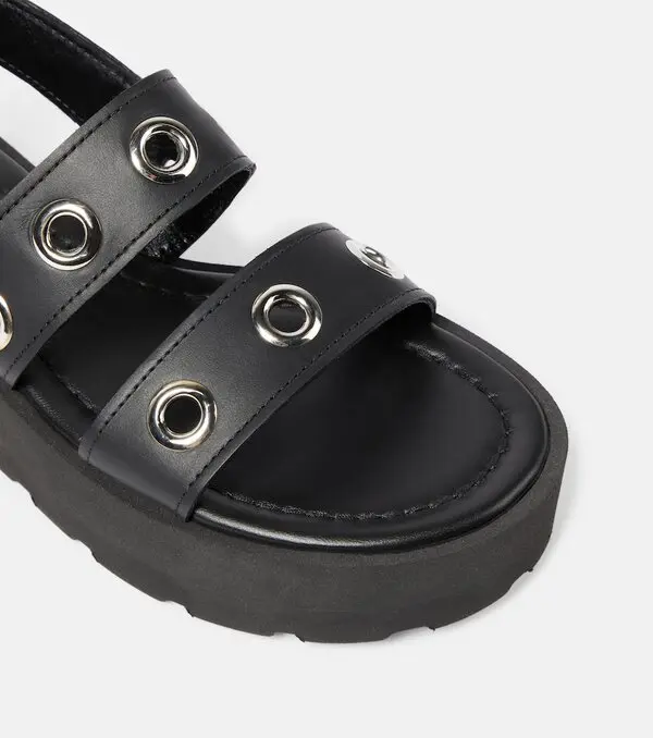 GIANVITO ROSSI Leather Platform Sandals - Black