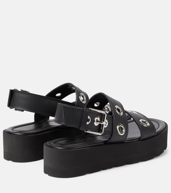 GIANVITO ROSSI Leather Platform Sandals - Black