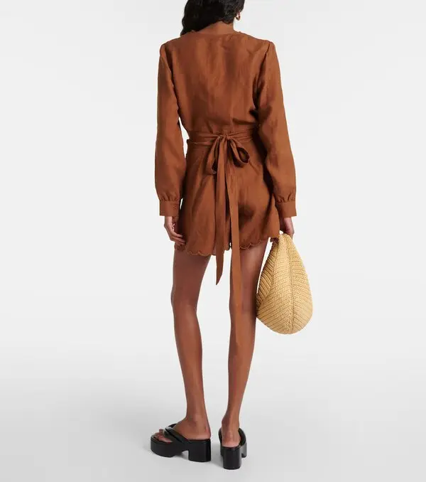 ERES Joli Scalloped Linen Wrap Top