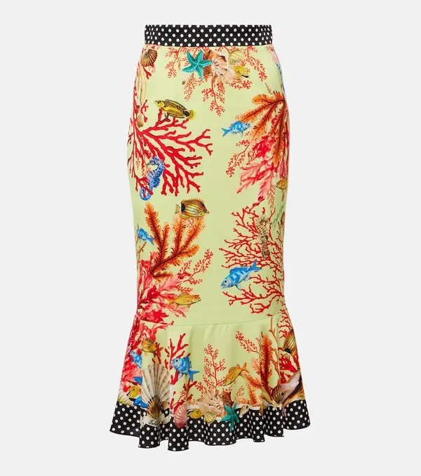 Dolce & Gabbana Capri Printed Silk-blend Midi Skirt