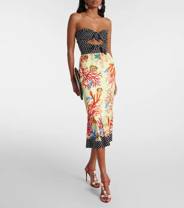 Dolce & Gabbana Capri Printed Silk-blend Midi Skirt