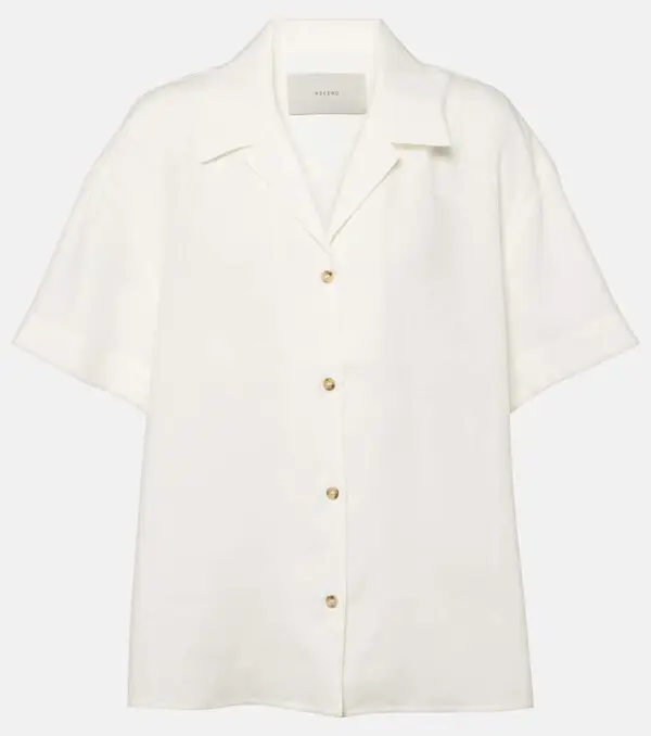 Asceno Prague Linen Bowling Shirt - Neutrals