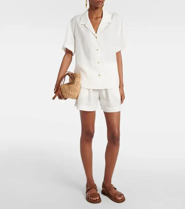Asceno Prague Linen Bowling Shirt - Neutrals