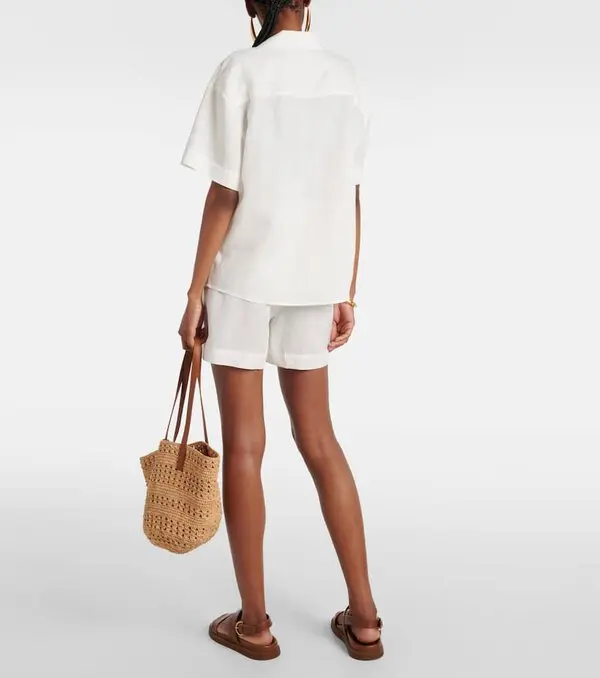 Asceno Prague Linen Bowling Shirt - Neutrals
