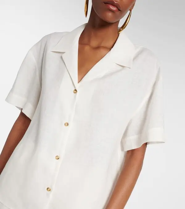 Asceno Prague Linen Bowling Shirt - Neutrals