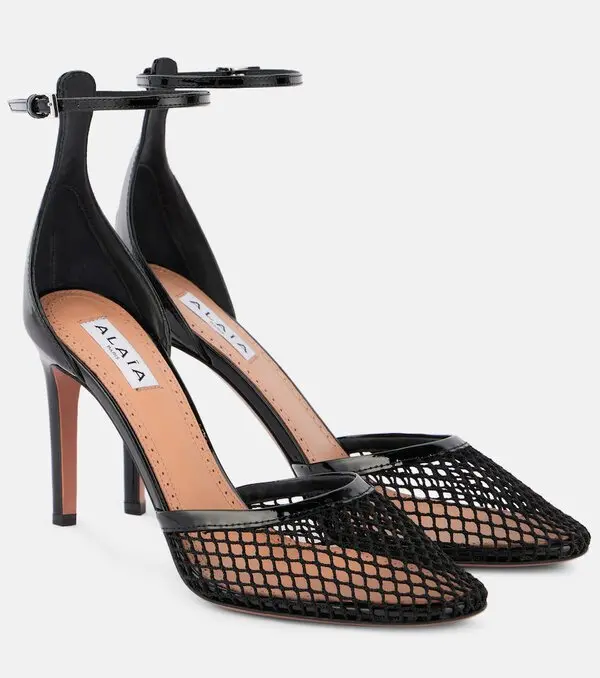 Alaïa Leather-trimmed Mesh Pumps - Black
