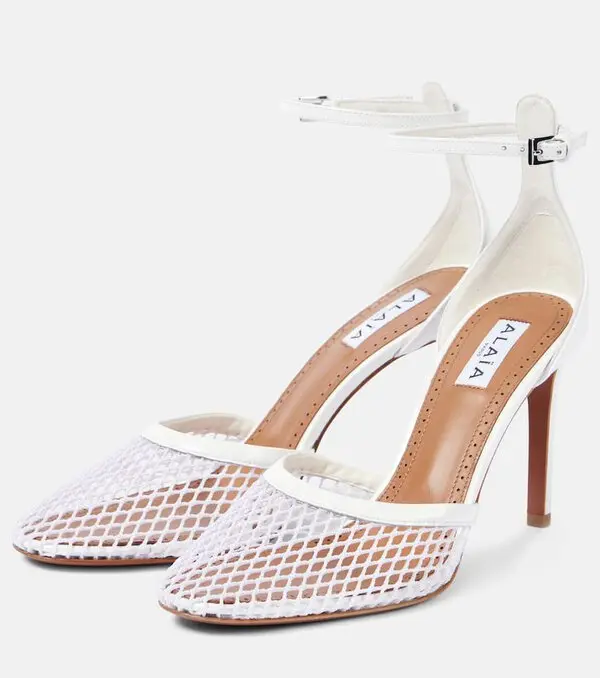 Alaïa Leather-trimmed Mesh Pumps - White