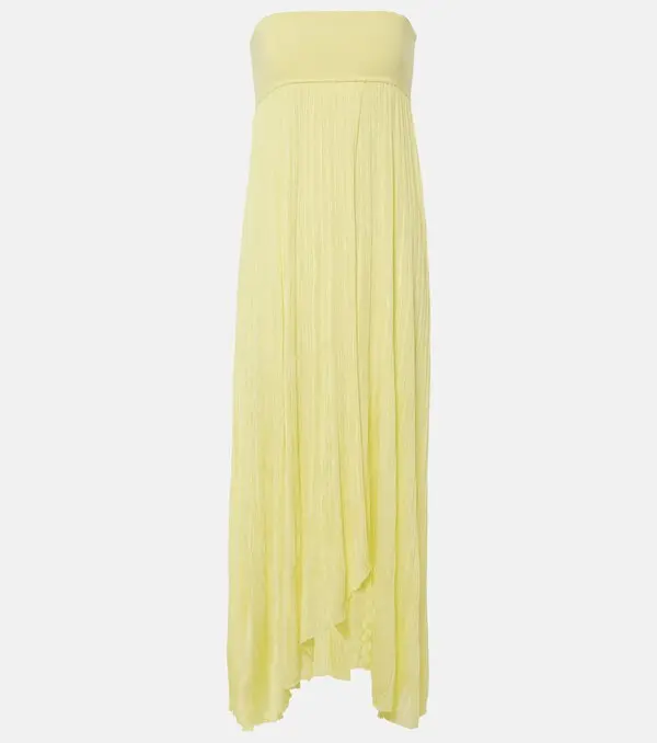 Alaïa Pleated Bustier Maxi Dress - Yellow