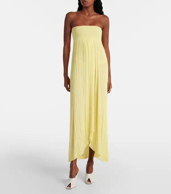 Alaïa Pleated Bustier Maxi Dress