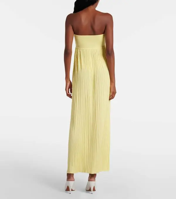 Alaïa Pleated Bustier Maxi Dress