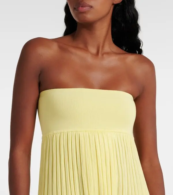 Alaïa Pleated Bustier Maxi Dress