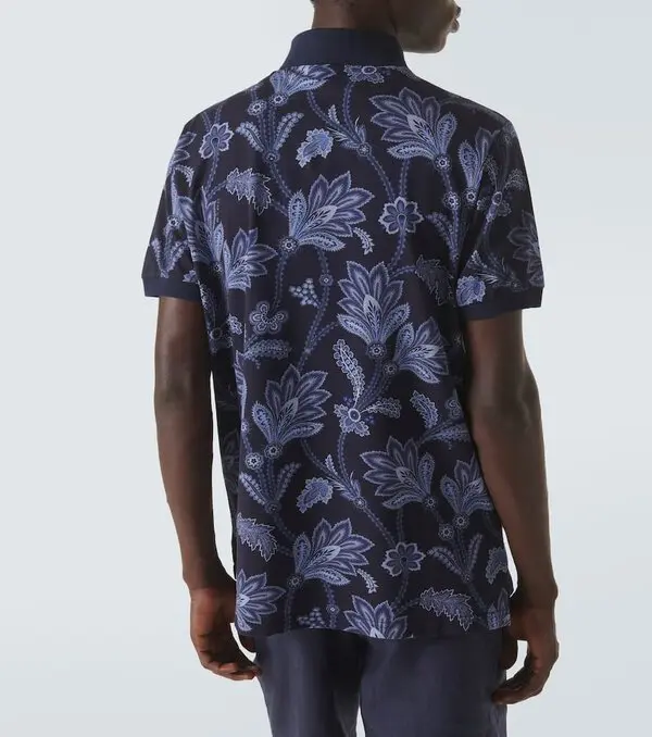 Etro Printed Cotton Piqué Polo Shirt - Blue